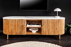 Dřevěný televizní stolek s mramorovou deskou Pathum mango 140cm