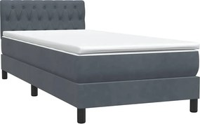 Box spring postel s matrací a LED tmavě šedá 80x220 cm samet 3317194