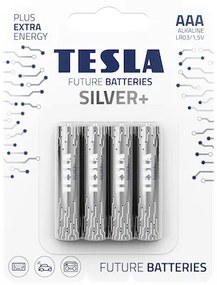 TESLA SILVER+ AAA - alkalická baterie LR03, jednorázová, 4ks