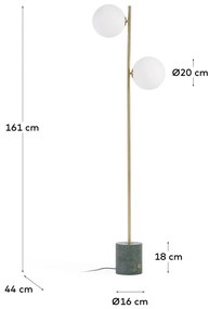 Stojací lampa v zeleno-zlaté barvě se skleněným stínidlem (výška 161 cm) Lonela – Kave Home