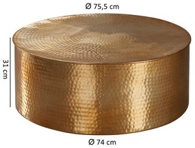 Bruxxi Konferenční stolek Faus, 75 cm, zlatá