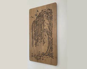 Li-Go "Vrba" světelný obraz s baterií 55x100cm varianta ovládání: manuál/pohybové čidlo, provedení povrchu: jedle