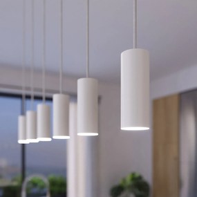 creative cables Závěsná lampa se 3 světly, s obdélníkovým XXL baldachýnem Rose-one, textilním kabelem a kovovými stínidly Tub-E14 Barva: Matný černý dibond