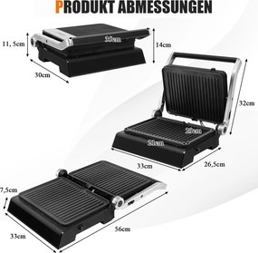 Costway 3-v-1 1800 W Panini lisovací gril s nepřilnavými deskami elektrický gril