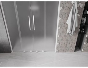 Mexen Velar L Duo, posuvné sprchové dveře do otvoru 160 cm, 8mm sklo námraza, bílá matná, 871-160-003-32-20