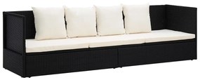 vidaXL Zahradní postel s poduškou a polštáři polyratan černá