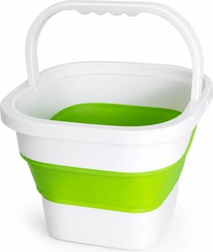 Skládací silikonový kempingový kbelík o objemu 10 litrů s uchem VERK - zelený