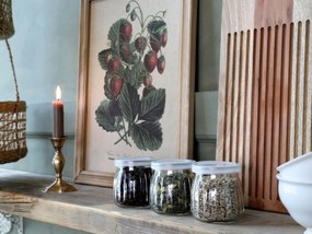 Chic Antique Botanický obraz v rámu Strawberry 43x33cm, červená barva, zelená barva, přírodní barva, dřevo, textil