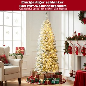 Costway 150 cm Umělý vánoční stromeček s 180 teplými bílými LED světly