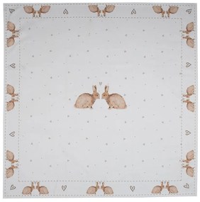 Bavlněný ubrus s motivem králíčků Bunnies in Love - 100*100 cm