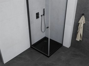 Mexen Pretoria, sprchový kout 100 (dveře) x 100 (stěna) cm, 6mm čiré sklo, černý profil + černá sprchová vanička, 852-100-100-70-00-4070B