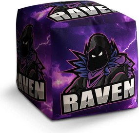 Sablio Taburet Cube FORTNITE RAVEN Fialová bouře - 60x60x60 cm