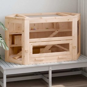 Klec pro křečky 80 x 40 x 43 cm masivní jedlové dřevo 172379