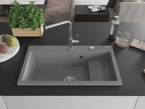 Mexen Omar žulový dřez 1-komorový 800 x 480 mm, šedý, sifon chrom - 6520801005-71