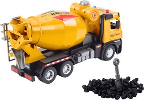 LEAN Toys Žluté betonové nákladní auto – stavební vozidlo s frikčním pohonem, světlem a zvukem
