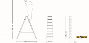 Hliníkové štafle 2x8 stupňů oboustranné DRABEST DD8 PRO
