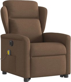 Elektrické zvedací masážní polohovací křeslo hnědé textil 3303168