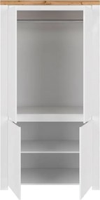 Skříň čtyřdveřová Vigo 106x202x56 cm Bílý lesk / Dub wotan