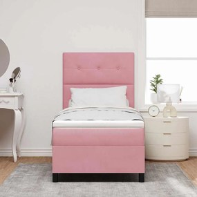 Postel s boxspringem s čelo Růžová 90 x 200 cm samet 3339811