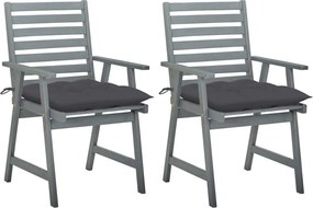 vidaXL Zahradní jídelní židle s poduškami 2 ks masivní akáciové dřevo [3064416] Barva: antracitová