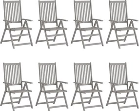 vidaXL Zahradní polohovací židle 8 ks šedé masivní akáciové dřevo [3075140]