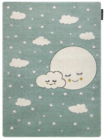 Dywany Łuszczów Dětský kusový koberec Petit Moon with clouds green Rozměry koberců: 160x220