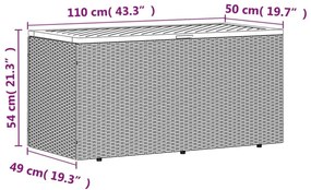 Petromila Zahradní úložný box šedý 110x50x54 cm polyratan akáciové dřevo