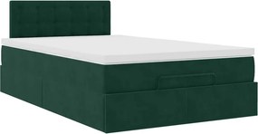 Osmanský rám postele s matrací tmavě zelená 120x200cm samet 3311912