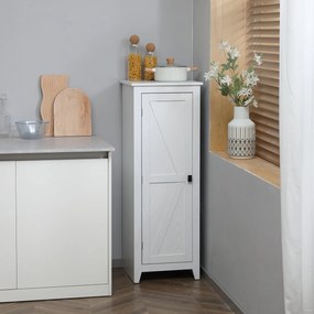 HOMCOM Skříňka Skladovací Buffet pro Kuchyni, Úložný Kousek do Koupelny, Klasický Styl s 3 Nastavitelnými Policemi - Výška 120 cm v Bílé Dřevě