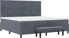 Postel s boxspringem s čelo Tmavě šedá 200 x 200 cm samet 3344601