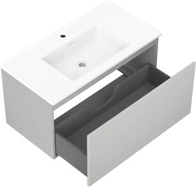 Mexen Orio, koupelnová skříňka 90 cm s umyvadlem Otis, 1 zásuvka, šedá matná/bílá matná, 91A10-09047-1-BF62-W18M01
