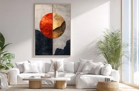 Zlaté spojení - obraz - Moderní geometrie s výrazným kruhem 21 - A4 – 210 × 297 mm - 159 Kč