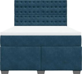 Box spring postel s matrací modrá 140 x 190 cm samet 3293222