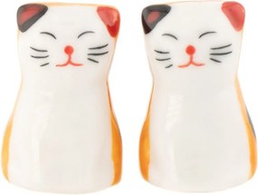 Bílá/oranžová podložka na hůlky 2 ks z porcelánu pro 5 osob Cat – Sass &amp; Belle