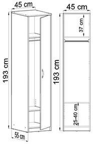 Skříň WIKTORIA 1D Bílá/dub sonoma