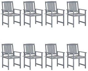 Zahradní židle s poduškami 8 ks masivní akáciové dřevo šedé,  3078236