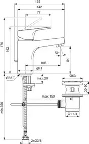 Ideal Standard Cerabase - Umyvadlová baterie s výpustí | chrom