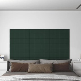 vidaXL Nástěnné panely 12 ks tmavě zelené 60 x 15 cm textil 1,08 m²