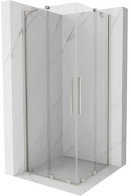 Mexen Velar Duo, sprchový kout s posuvnými dveřmi 100 x 100 cm, 8mm čiré sklo, broušená ocel, 871-100-100-02-97