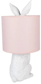 Bílá stolní lampa králík s růžovým stínidlem Konijn