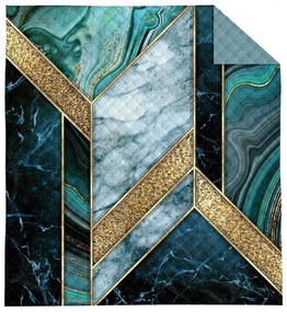 Detexpol Dekorační přehoz 170x210 tyrkysově zlatý geometrický K_61 112 Přehoz přes postel