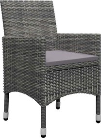 3dílný bistro set polyratan a akáciové dřevo šedý 3058363