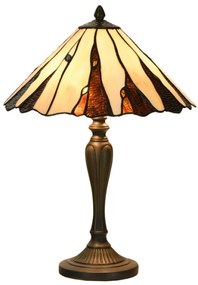 Stolní lampa Tiffany Vallois béžovo hnědá – 35x53 cm