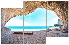 Obraz na plátně - Výhled na pláž z jeskyně 140D (90x60 cm)