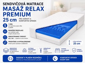 Masáž Relax Premium 25 cm luxusní zónová oboustranná matrace H3/H4 80x200 25 ECOMATRACE mrp2580