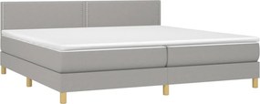 Box spring postel s matrací a LED světle šedá 200x200 cm textil 3133661