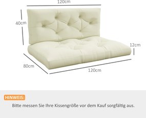 Outsunny Sada 2 sedacích a opěrných polštářů pro zahradní lavici, loveseat, 2-místnou paletovou pohovku Vysoký komfort rozměry 120D x 80Š x 12V cm Po…