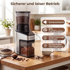 Costway Elektrický mlýnek na kávu s kónickým mlýnkem mlýnek na espresso s 60