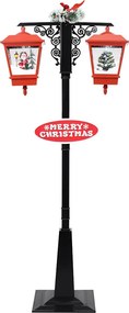Vánoční pouliční lampa se Santou černo-červená 81x40x188 cm PVC 289926