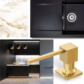 Sink Quality Quatro, dávkovač saponátu pro kuchyňský dřez 400ml, zlatá lesklá, SKQ-DOK-GD